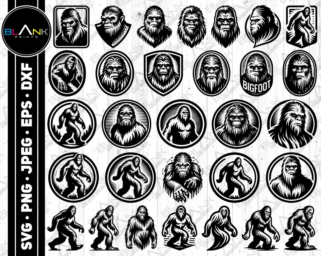Bigfoot Emblem Bundle Svg Png Jpeg Eps Dxf Bundle Silhouette Clipart ...