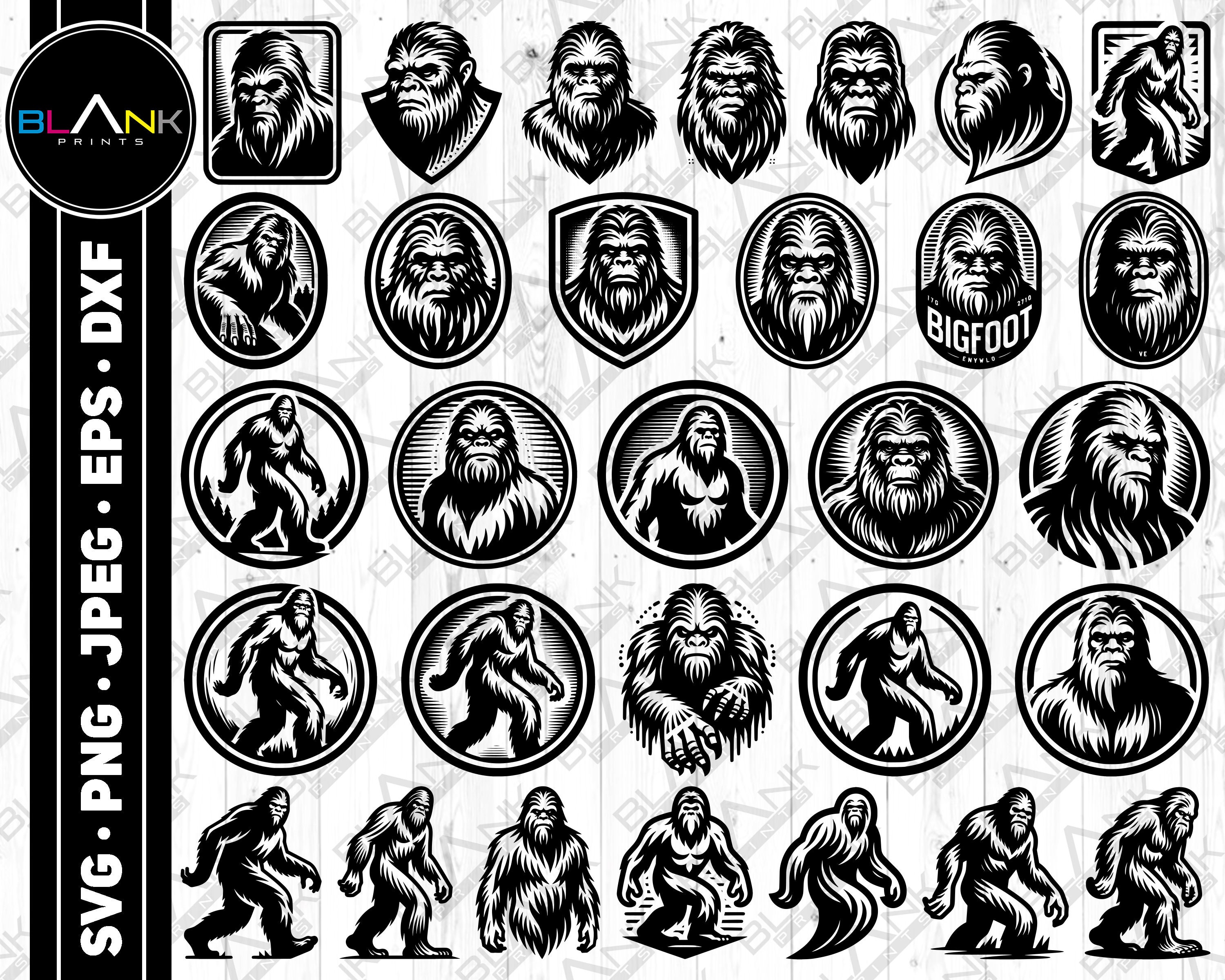 Bigfoot Emblem Bundle Svg Png Jpeg Eps Dxf Bundle Silhouette Clipart ...