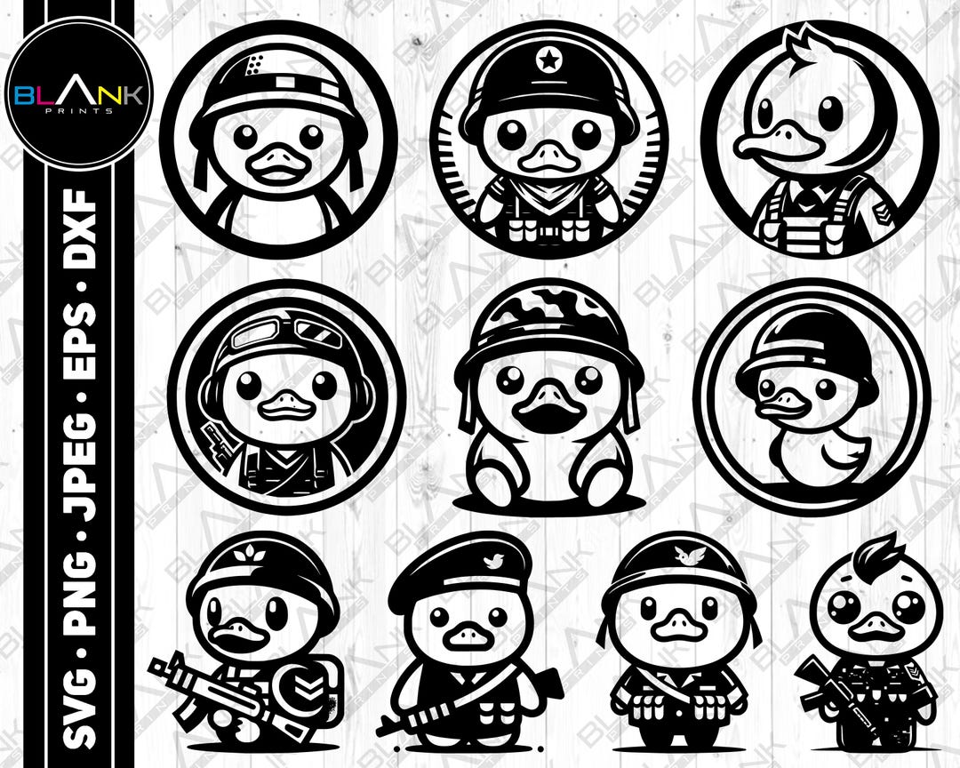 Duck Soldier Bundle Svg Png Jpg Eps Dxf Engrave Silhouette Clipart ...