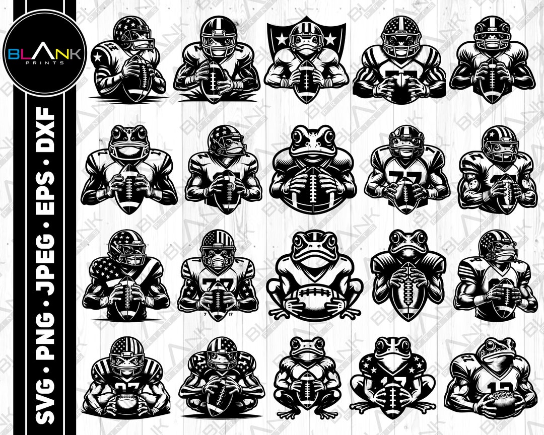 Frog American Football Bundle Svg Png Jpeg Eps Dxf Bundle Silhouette ...