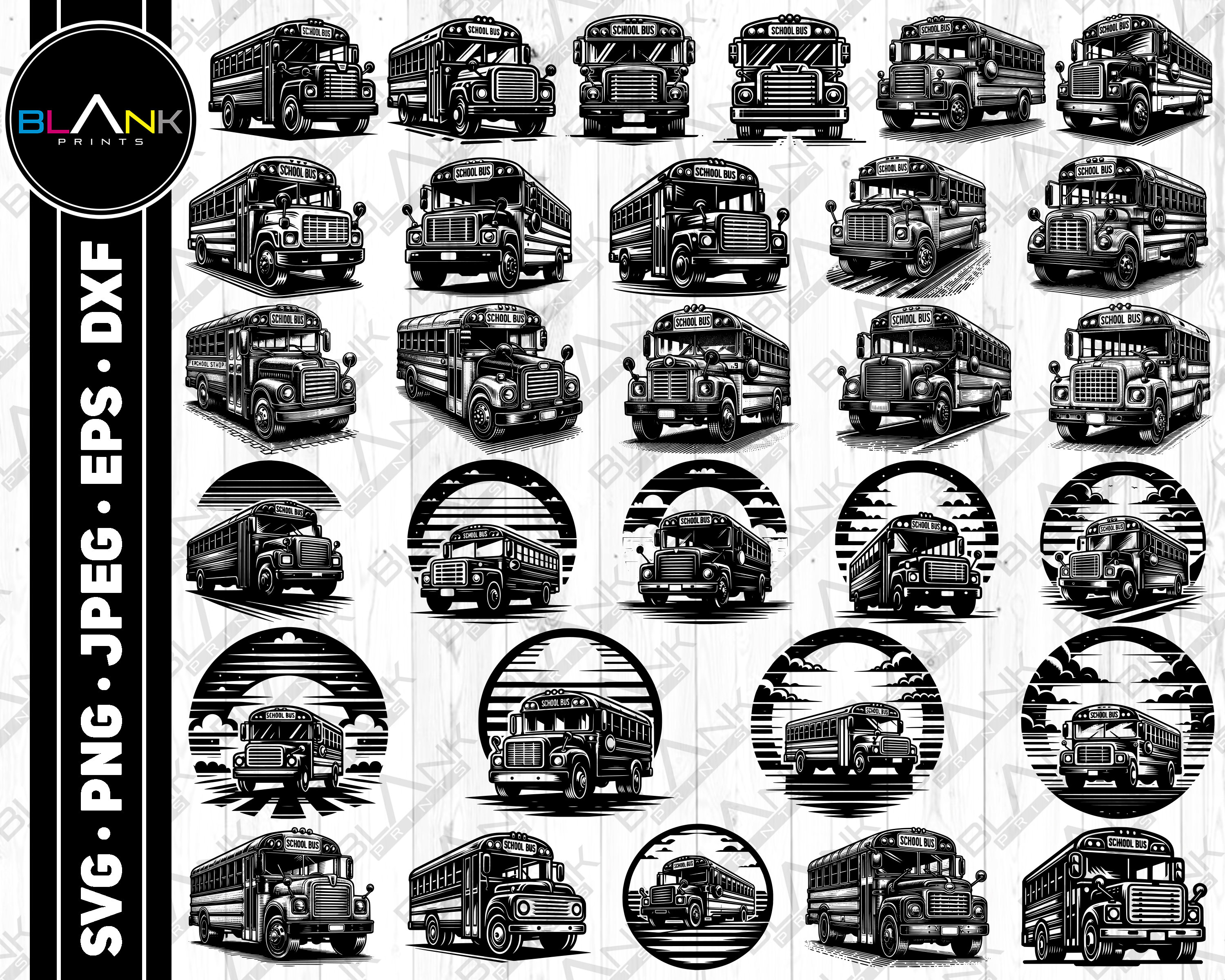 School Bus Clipart Bundle (svg, Png, Eps, Jpeg, Dxf) Digital Download ...