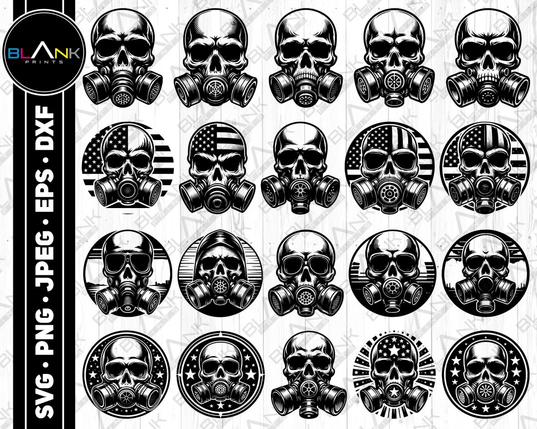 Skeleton Wearing Mask Bundle Svg Png Jpeg Eps Dxf Bundle Silhouette ...