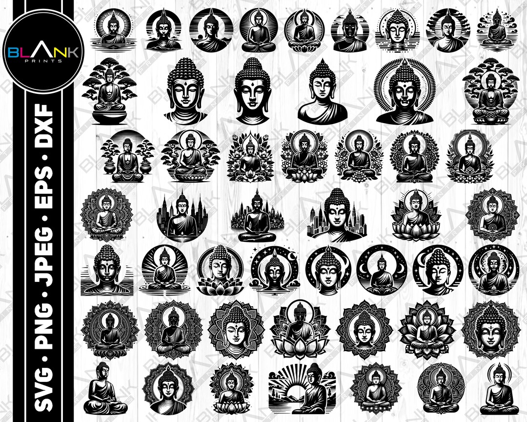 Buddha Bundle Svg Png Jpeg Eps Dxf Bundle Silhouette Clipart Cricut ...