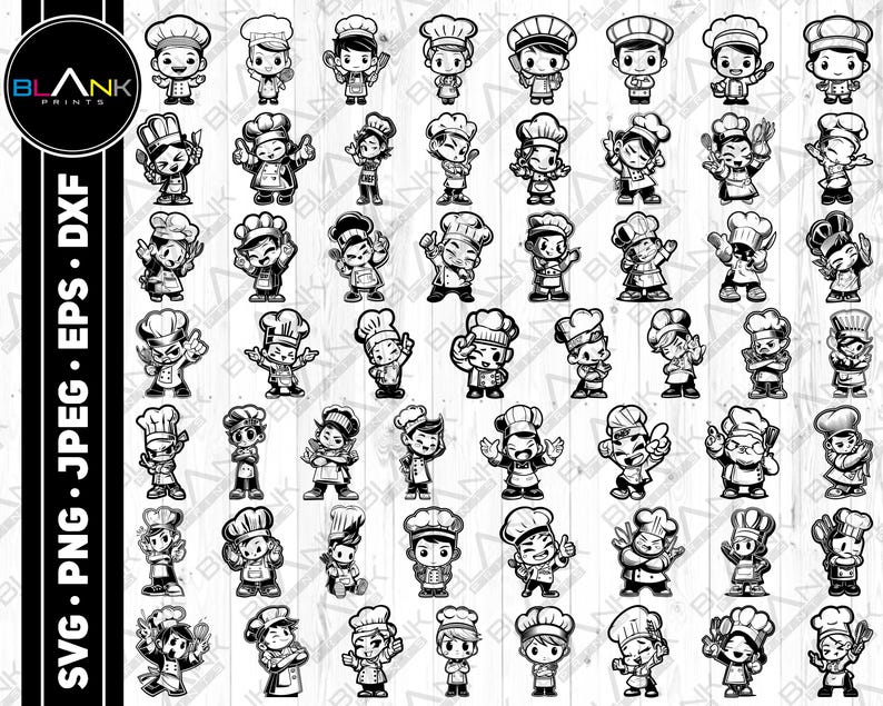 Cute Chef Bundle Svg Png Jpeg Eps Dxf Bundle Silhouette Cricut ...