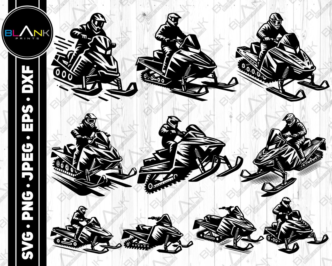 Snowmobile Bundle Svg Png Jpeg Eps Dxf Bundle Silhouette Clipart Cricut ...