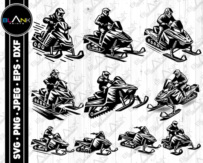 Snowmobile Bundle Svg Png Jpeg Eps Dxf Bundle Silhouette Clipart Cricut ...