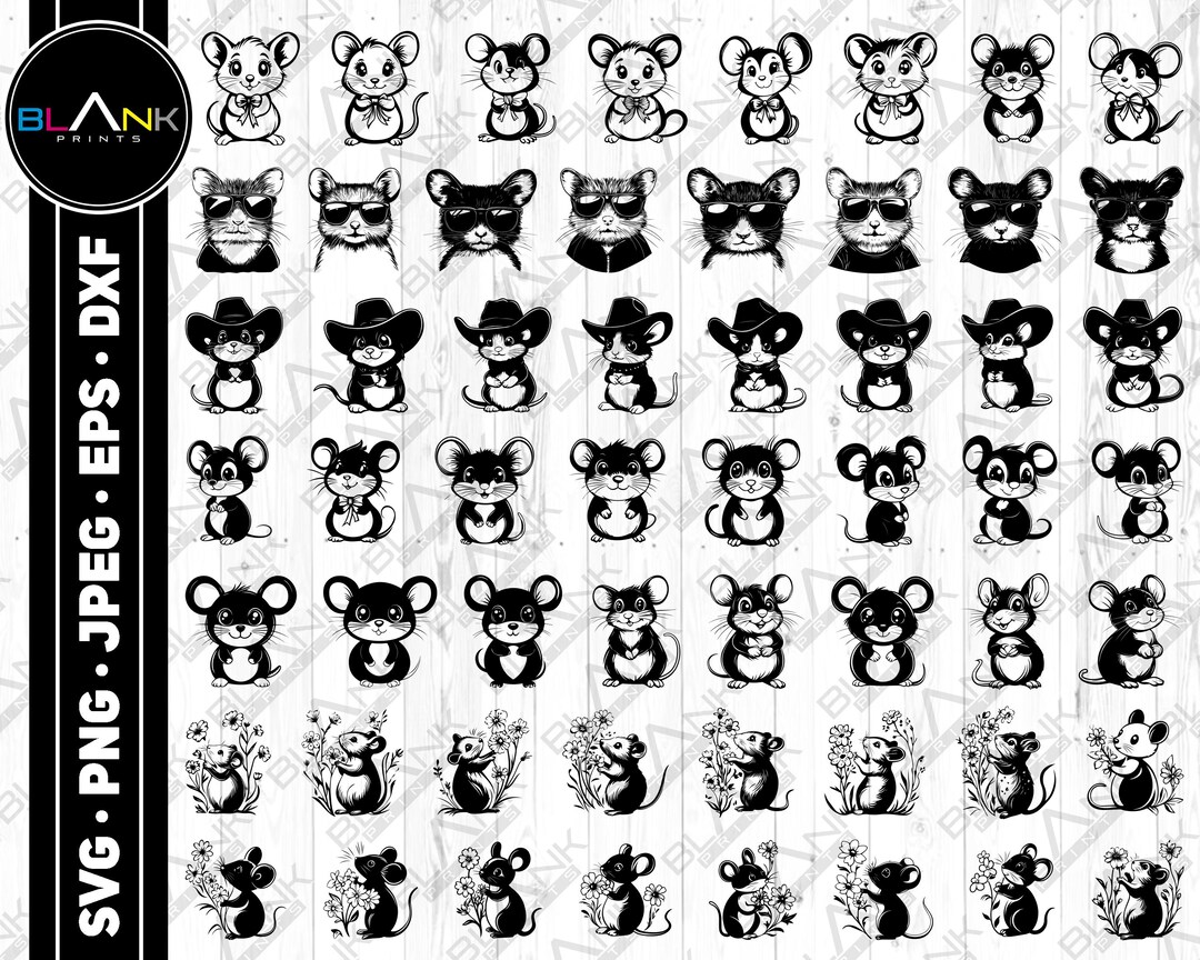 Mouse Bundle Svg Png Jpeg Eps Dxf Bundle Silhouette Clipart Cricut ...
