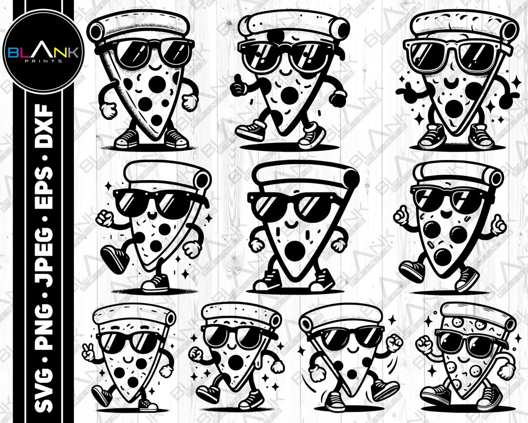 Cute Pizza Bundle Svg Png Jpeg Eps Dxf Bundle Silhouette Clipart Cricut ...