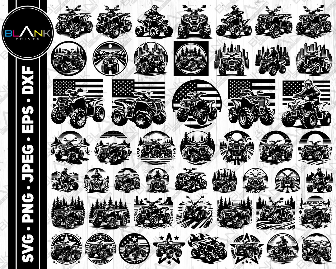 Atv Bundle Svg Png Jpeg Eps Dxf Bundle Silhouette Clipart Cricut Vector ...