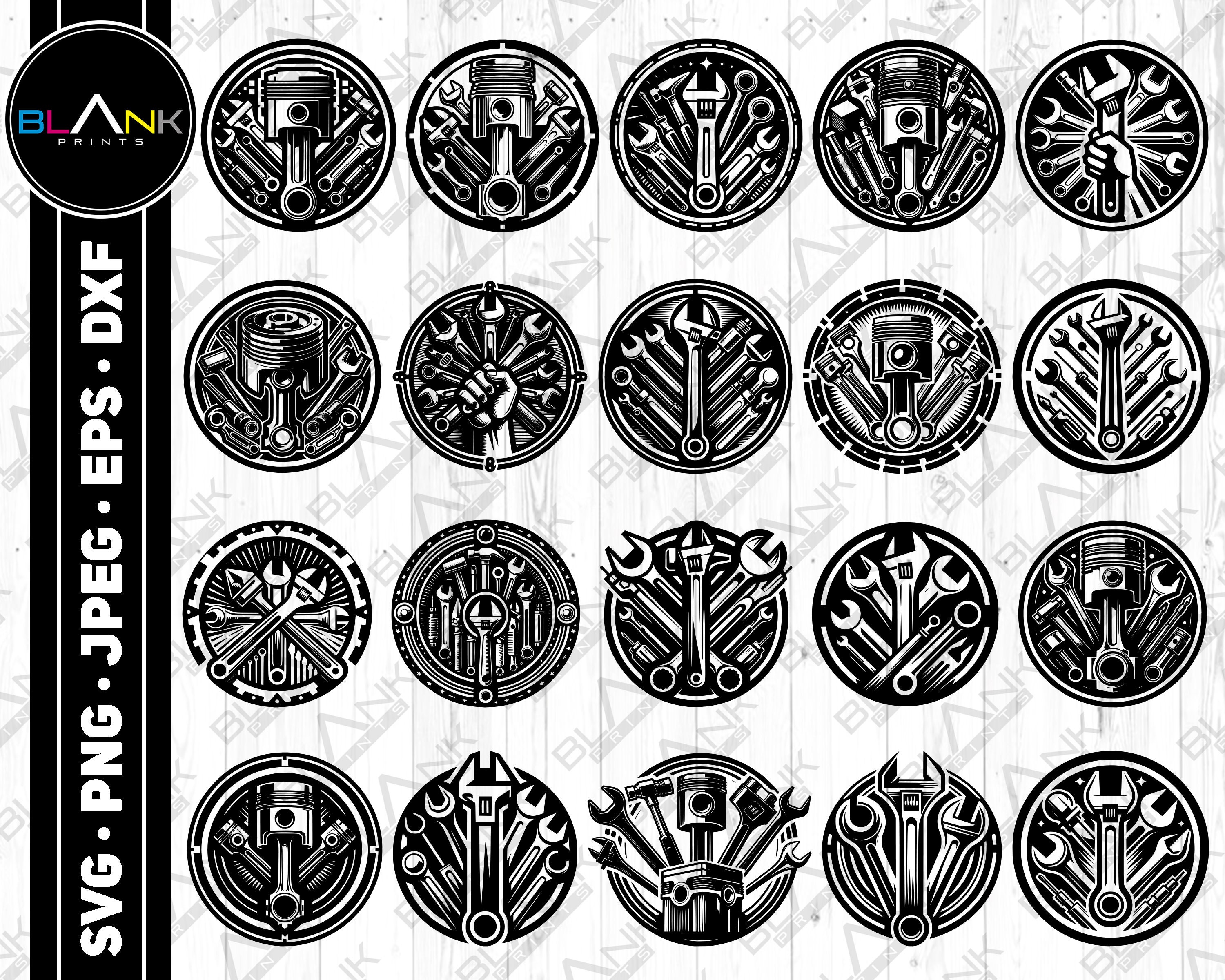 Mechanic Tools Bundle Svg Png Jpeg Eps Dxf Bundle Silhouette Clipart ...