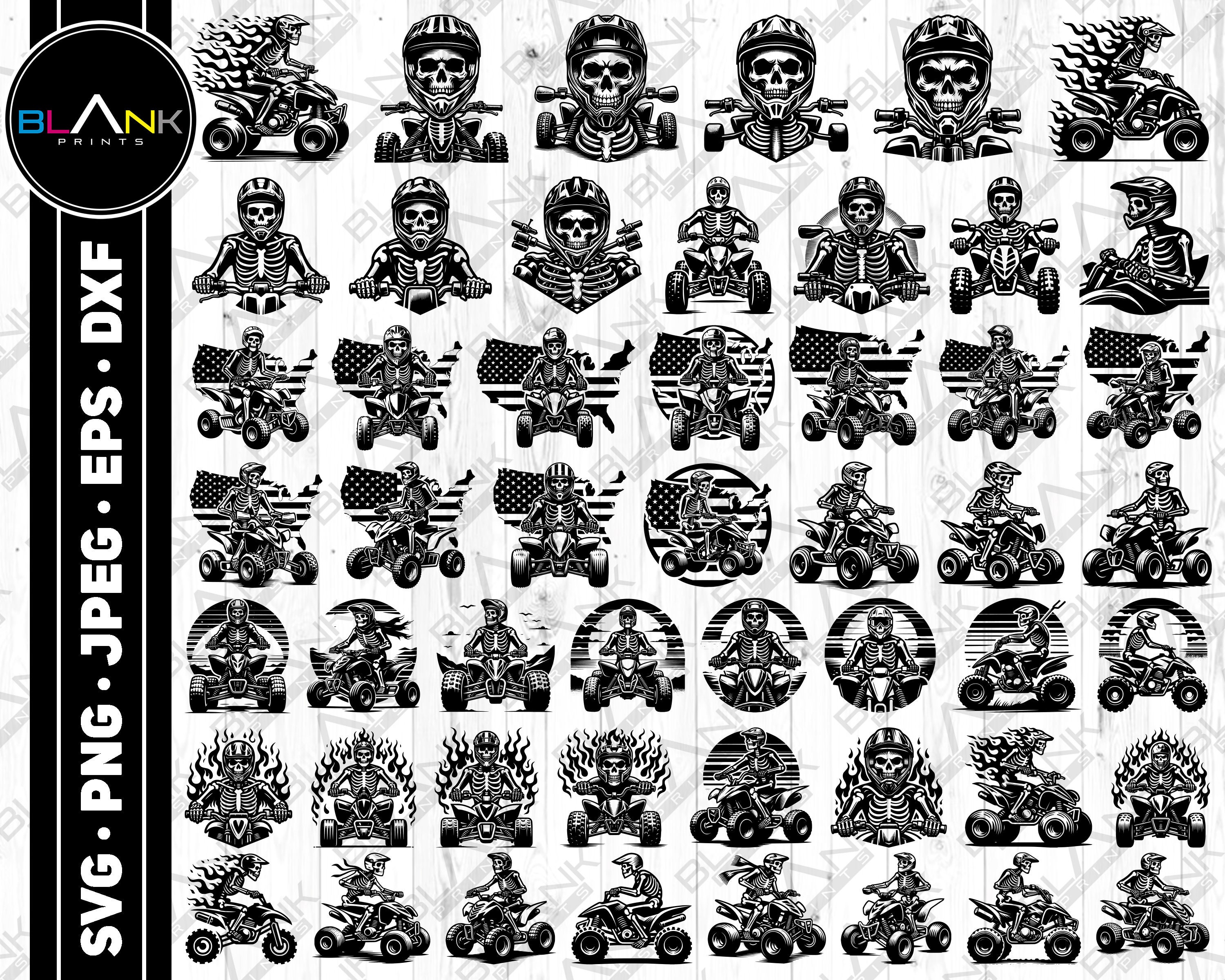 Atv Skeleton Bundle Svg Png Jpeg Eps Dxf Bundle Silhouette Cricut ...