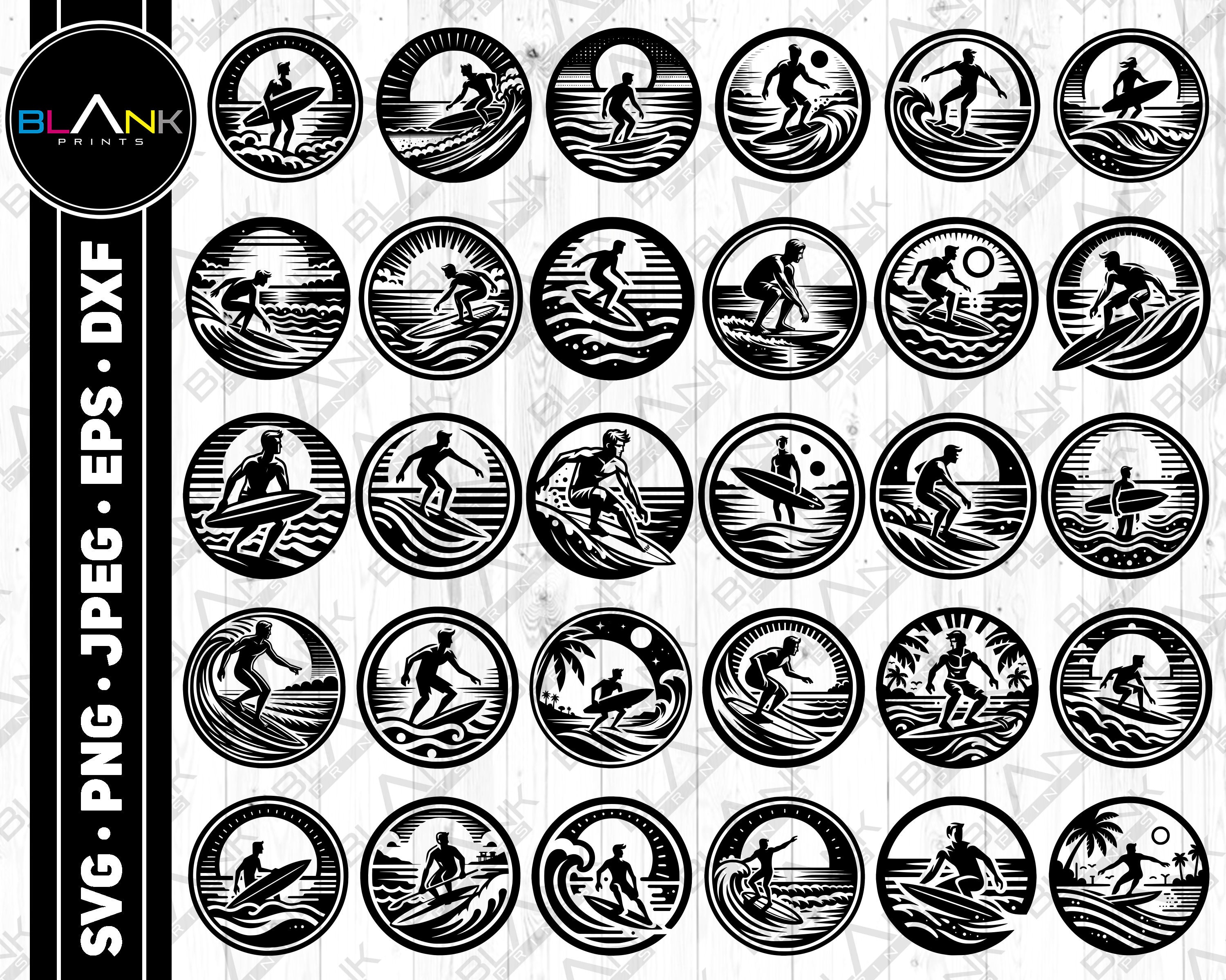 Surfing Bundle Svg Png Jpeg Eps Dxf Bundle Silhouette Clipart Cricut ...