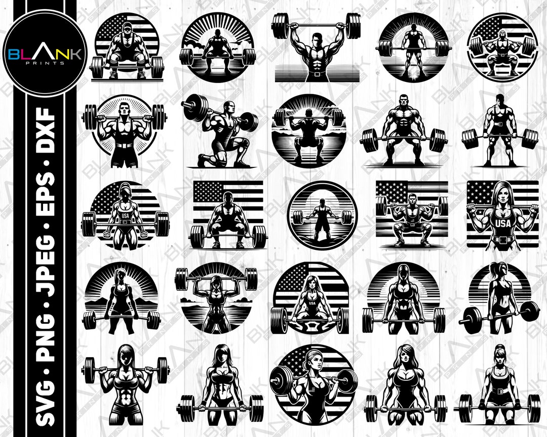 Powerlifting Clipart Bundle (svg, Png, Eps, Jpeg), Commercial Use ...