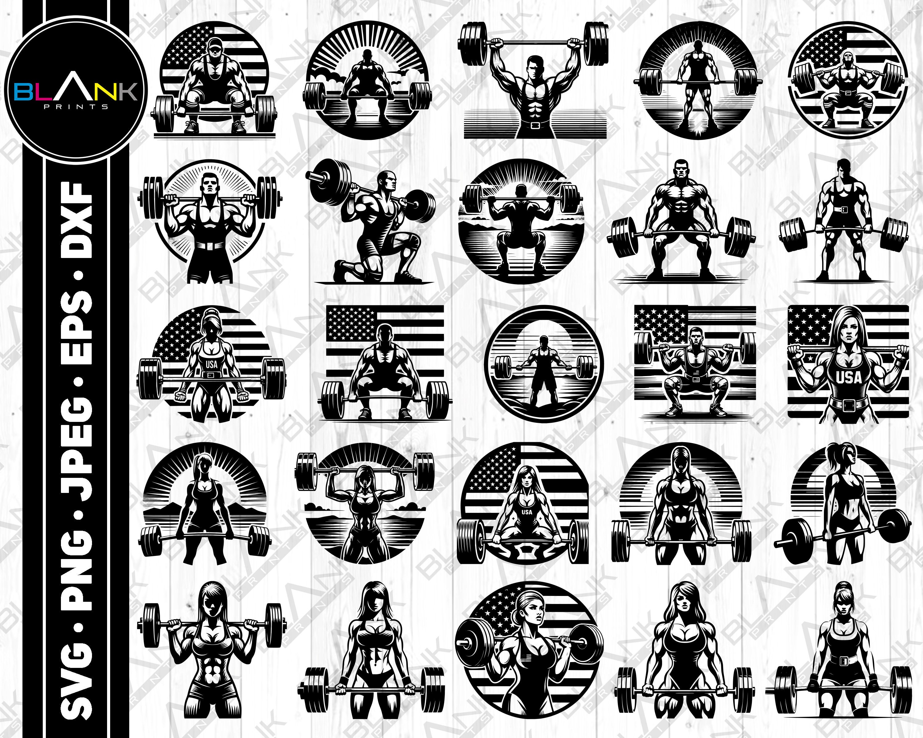 Powerlifting Bundle Svg Png Jpeg Eps Bundle Silhouette Clipart Cricut ...