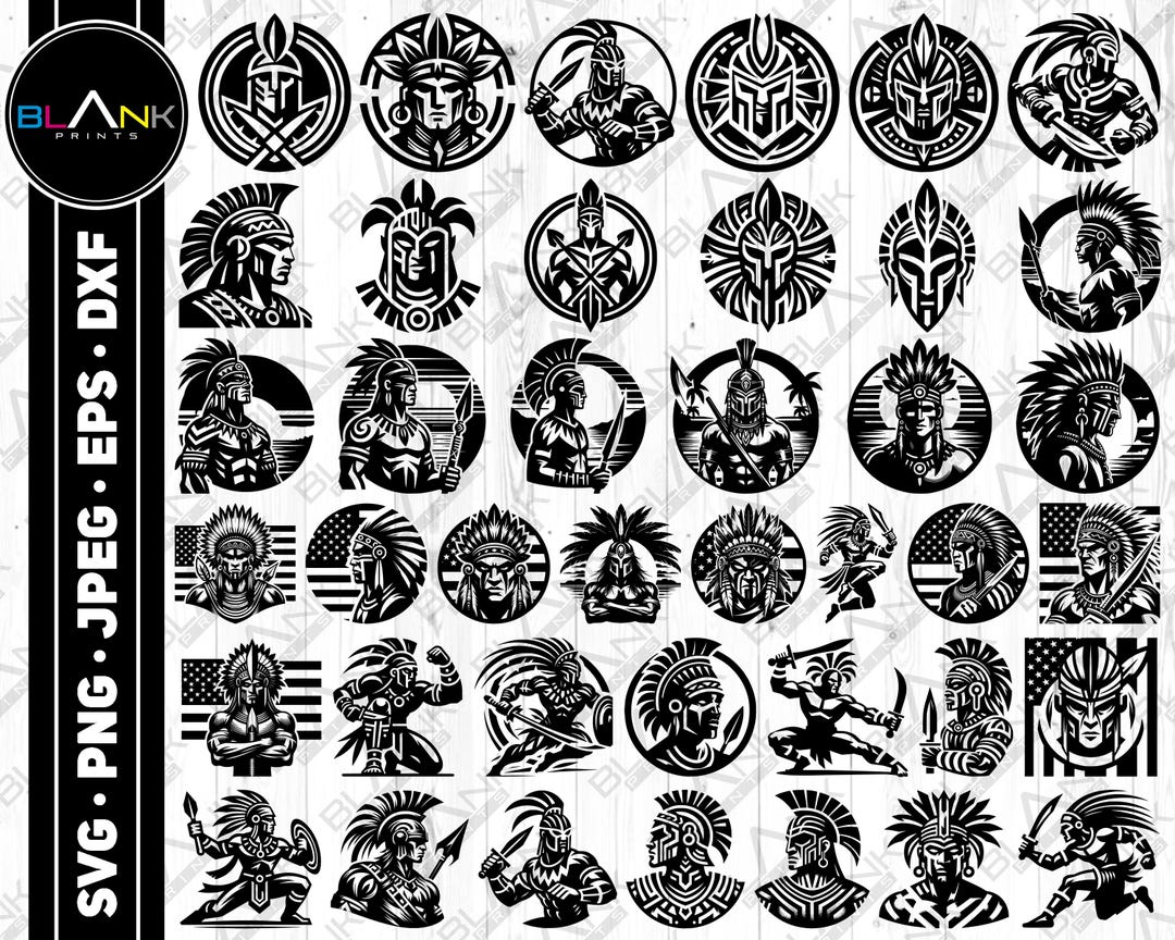 Taino Warrior Bundle Svg Png Jpeg Eps Dxf Bundle Silhouette Clipart ...