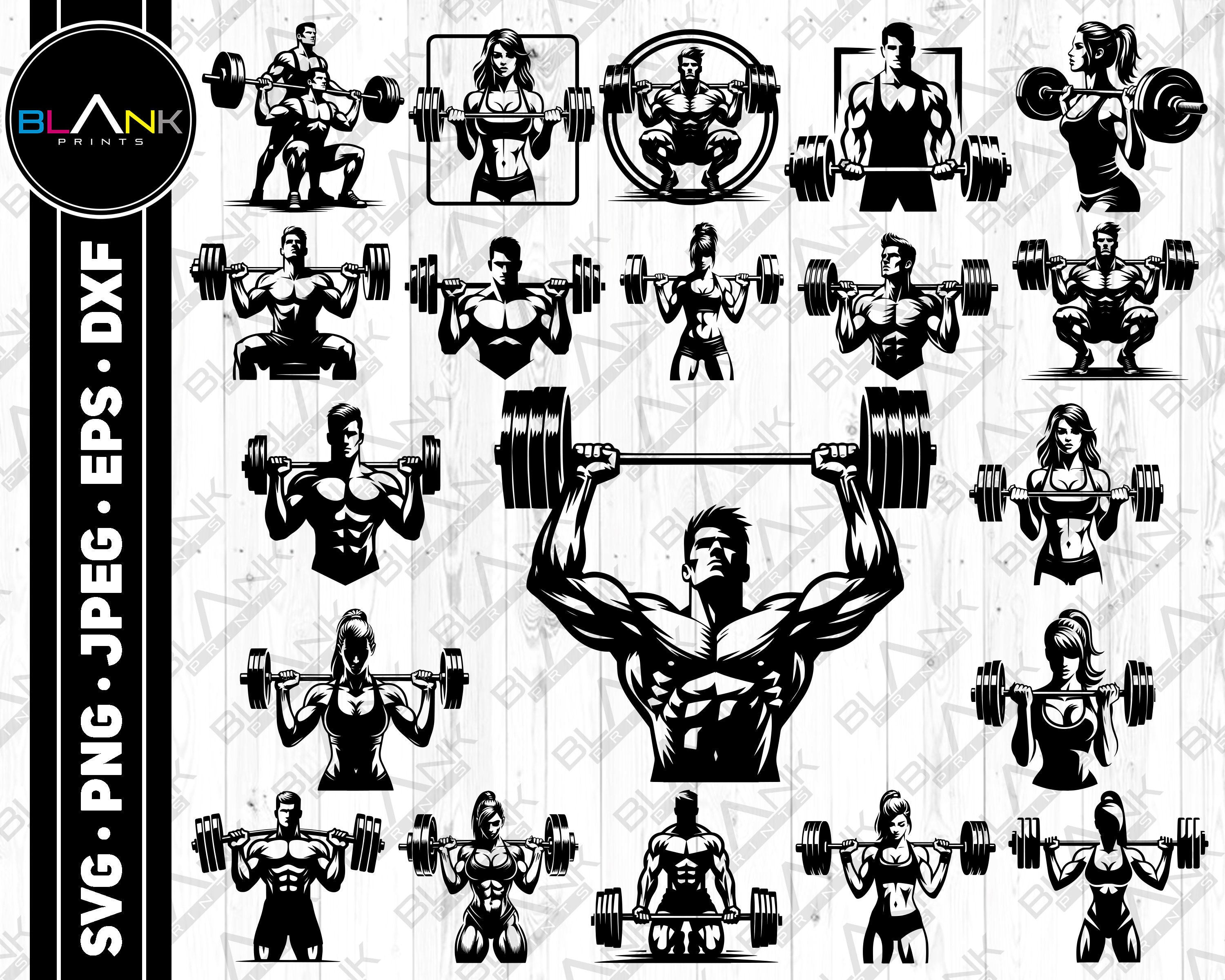 Weight Lifting Bundle Svg Png Jpeg Eps Dxf Bundle Silhouette Clipart ...