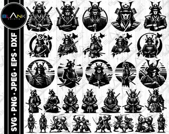 Samurai Bundle Svg Png Jpeg Eps Dxf Bundle Silhouette Clipart Cricut ...