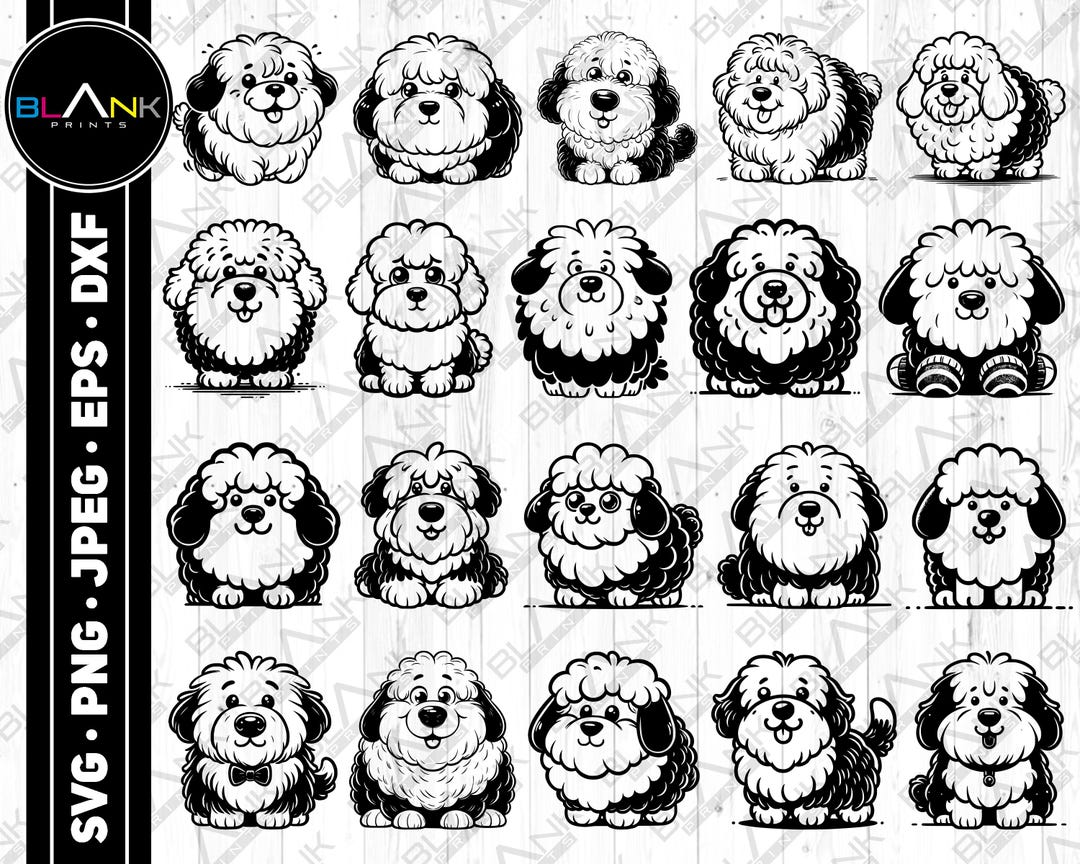 Cute English Sheepdog Bundle Svg Png Jpeg Eps Dxf Bundle Silhouette ...