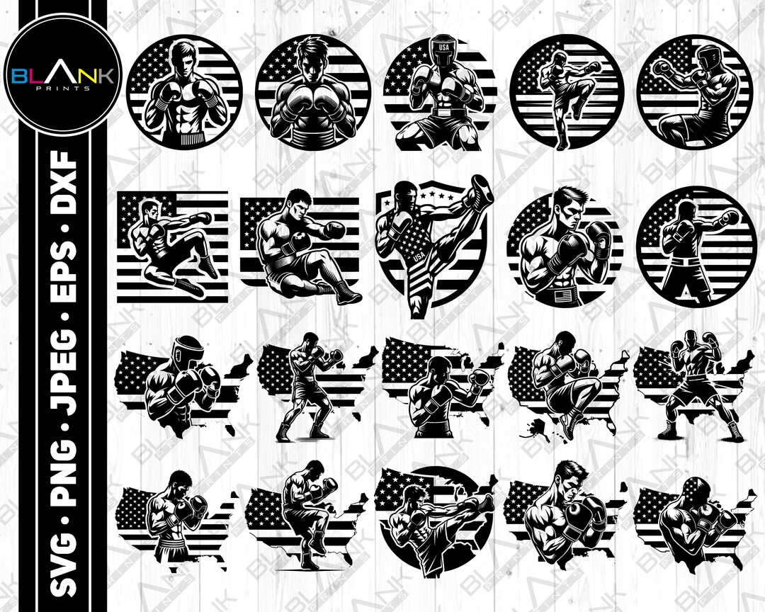 Kickboxing Bundle Svg Png Jpeg Eps Dxf Bundle Silhouette Cricut ...