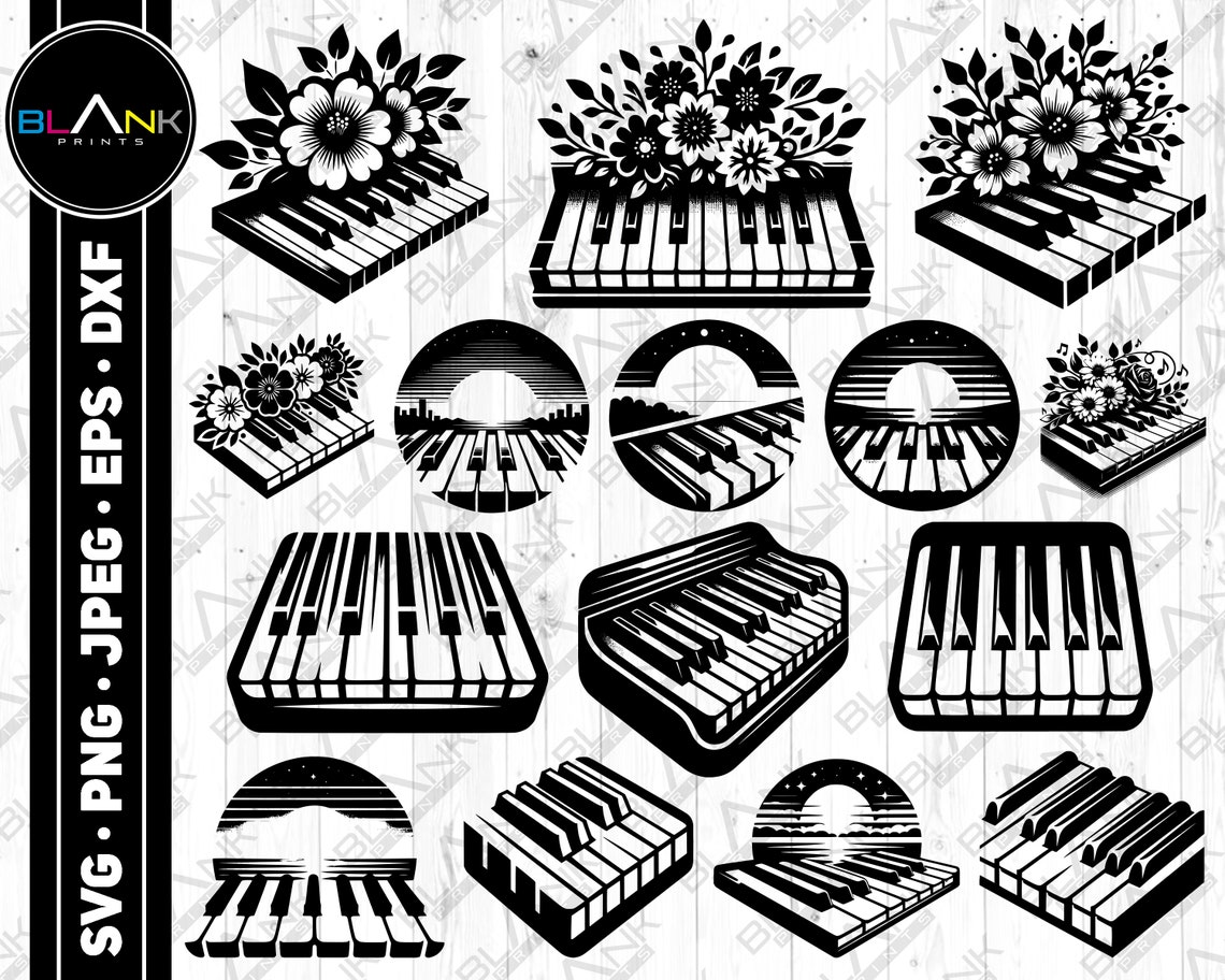 Piano Keys Bundle Svg Png Jpeg Eps Dxf Bundle Silhouette Cricut ...