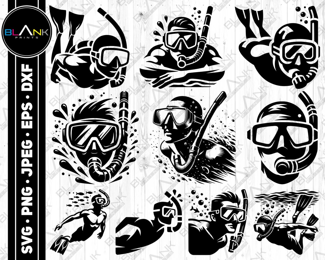 Snorkeling Vector Clipart Bundle (svg, Png, Jpeg, Eps, Dxf) - Etsy
