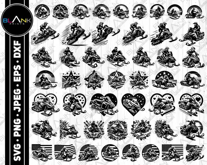 Snowmobile Bundle Svg Png Jpeg Eps Dxf Bundle Silhouette Clipart Cricut ...