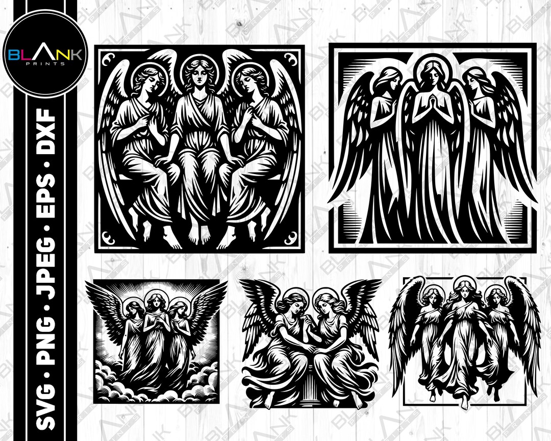 Angel Bundle Svg Png Jpeg Eps Dxf Engrave Silhouette Clipart Cricut ...