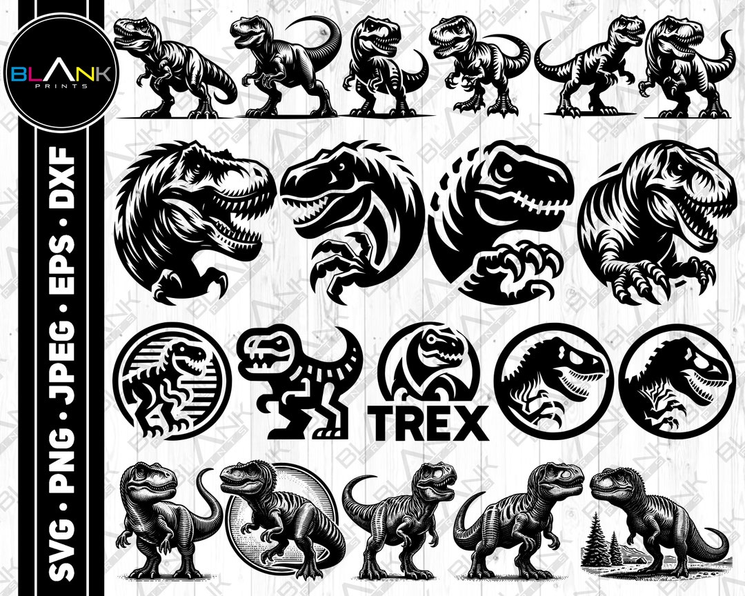 T-rex Dinosaur SVG Bundle: Cricut & Silhouette Cut Files (commercial ...