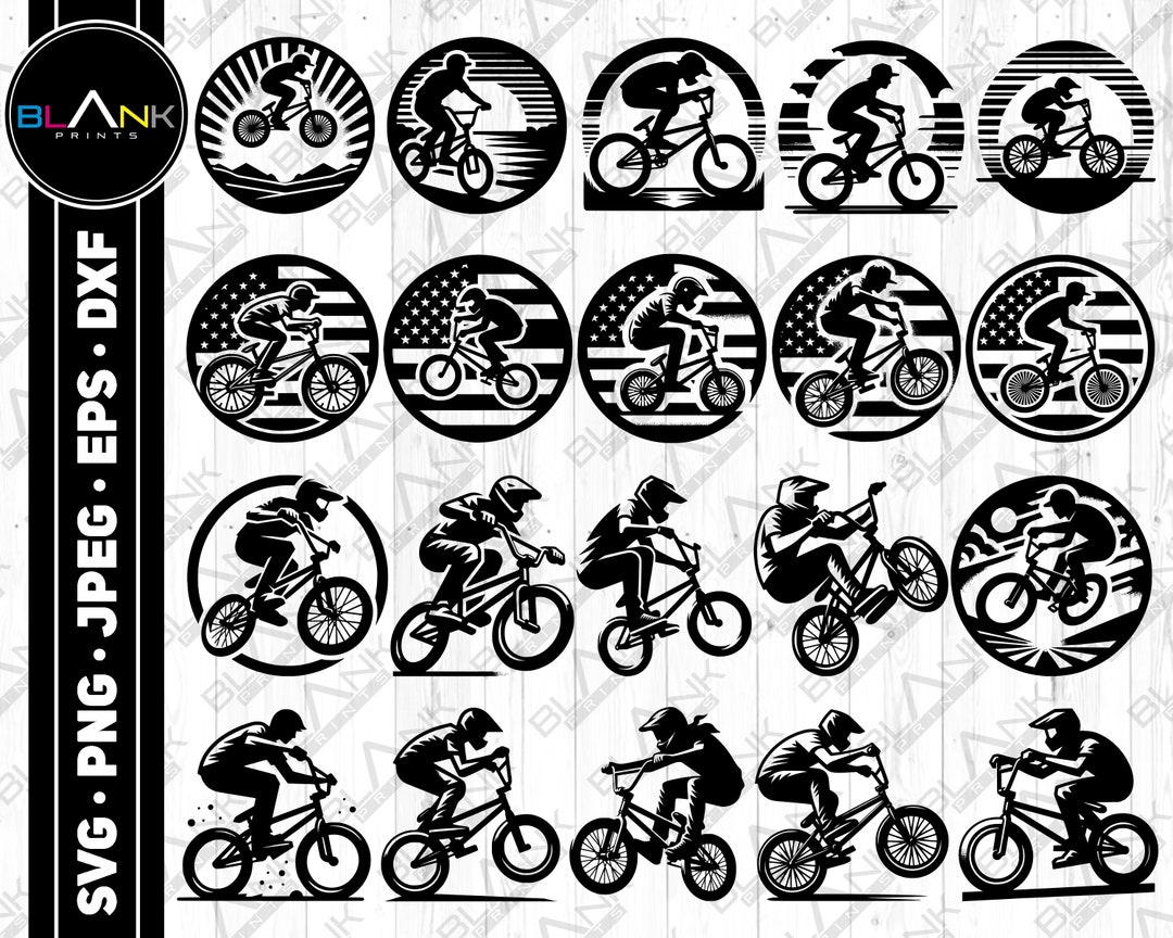 BMX Bike Bundle Svg Png Jpeg Eps Dxf Bundle Silhouette Cricut ...