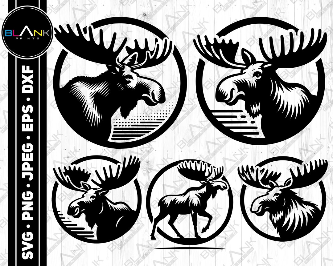 Moose Bundle Svg Png Jpeg Eps Dxf Engrave Silhouette Clipart Cricut ...