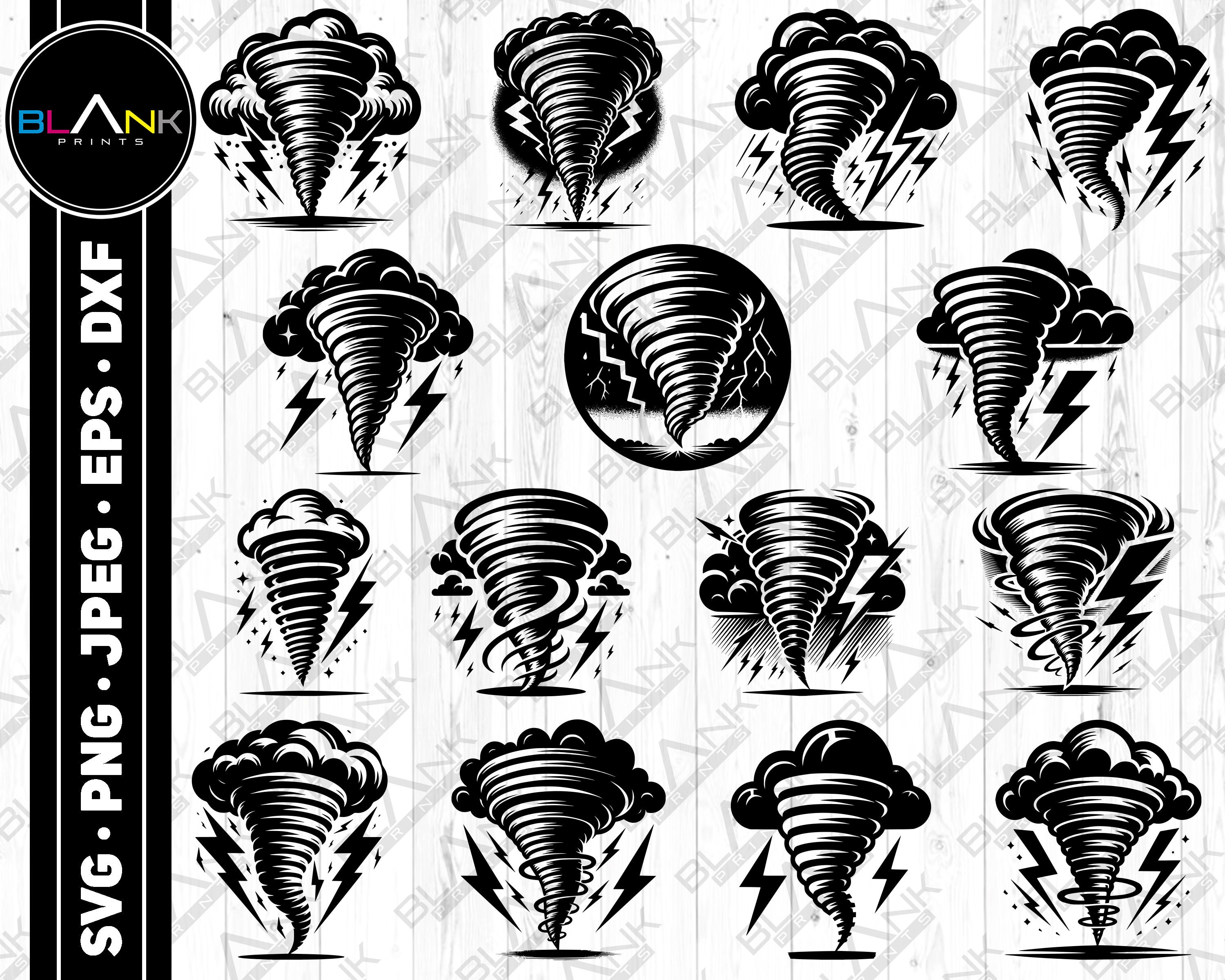 Tornado and Thunder Bundle Svg Png Jpeg Eps Dxf Bundle Silhouette ...