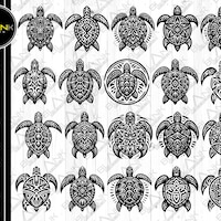 Tribal Turtle SVG, Polynesian DXF, Turtle PNG, Tattoo Style Cut File ...