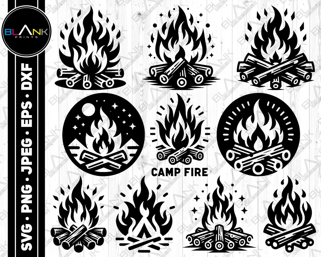 Camp Fire Bundle Svg Png Jpeg Eps Dxf Bundle Silhouette Clipart Cricut ...