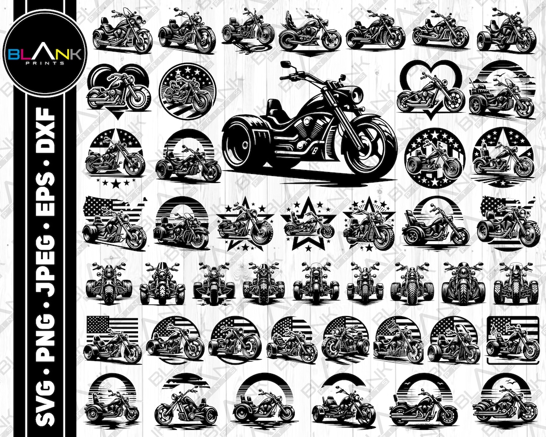 Trike Motorcycle Vector Art Bundle (svg, Png, Jpg, Eps, Dxf) - Etsy