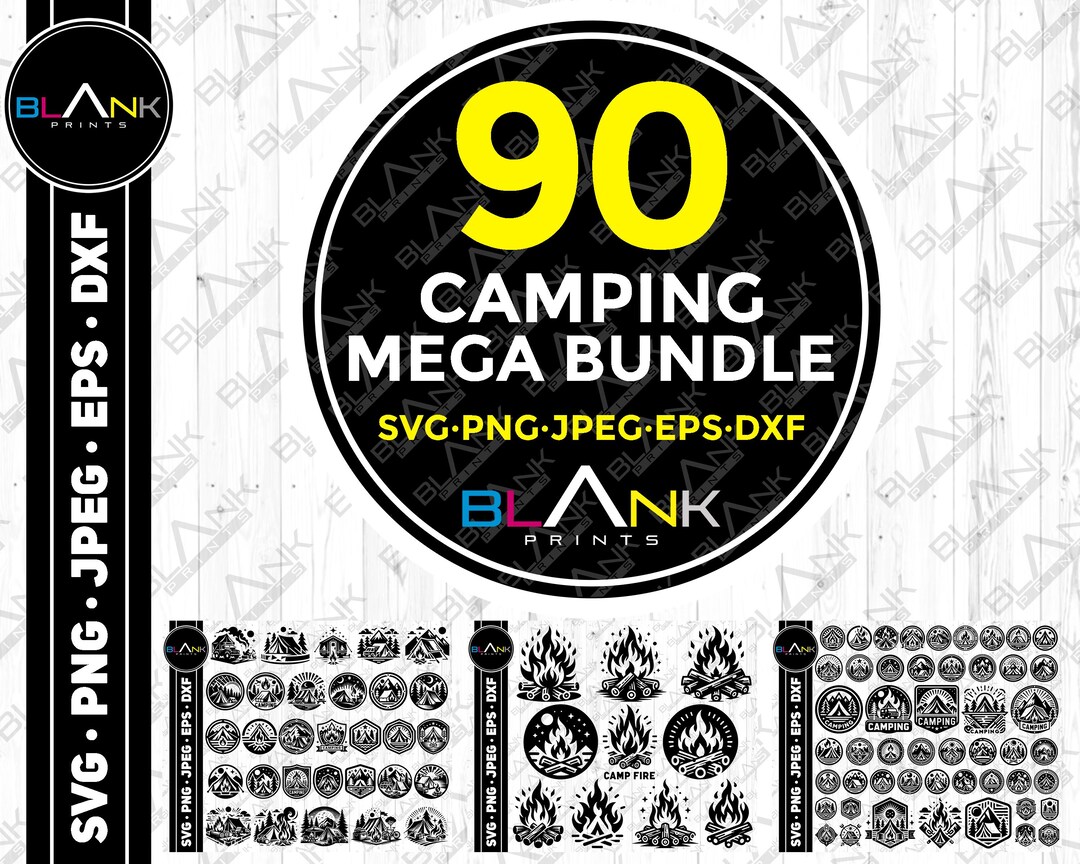 Camping Mega Bundle: Vector Clipart (svg, Png, Jpeg, Eps, Dxf) (digital ...