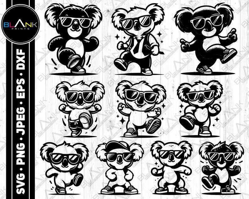 Cute Koala Bundle Svg Png Jpeg Eps Dxf Bundle Silhouette Clipart Cricut ...