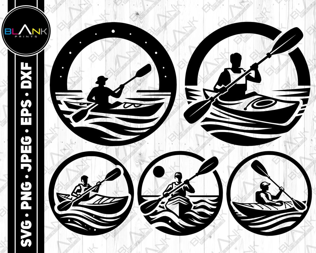 Kayaking Bundle Svg Png Jpeg Eps Dxf Engrave Silhouette Clipart Cricut ...