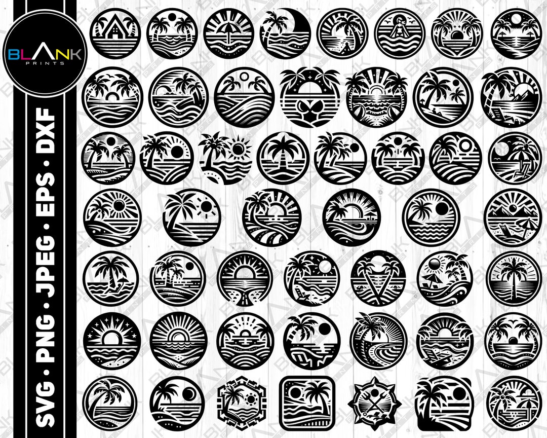 Beach Bundle Svg Png Jpeg Eps Dxf Bundle Silhouette Clipart Cricut ...