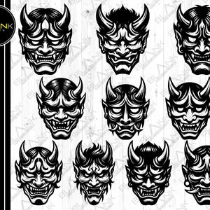 Oni Mask Bundle Svg Png Jpeg Eps Dxf Bundle Silhouette Clipart Cricut ...