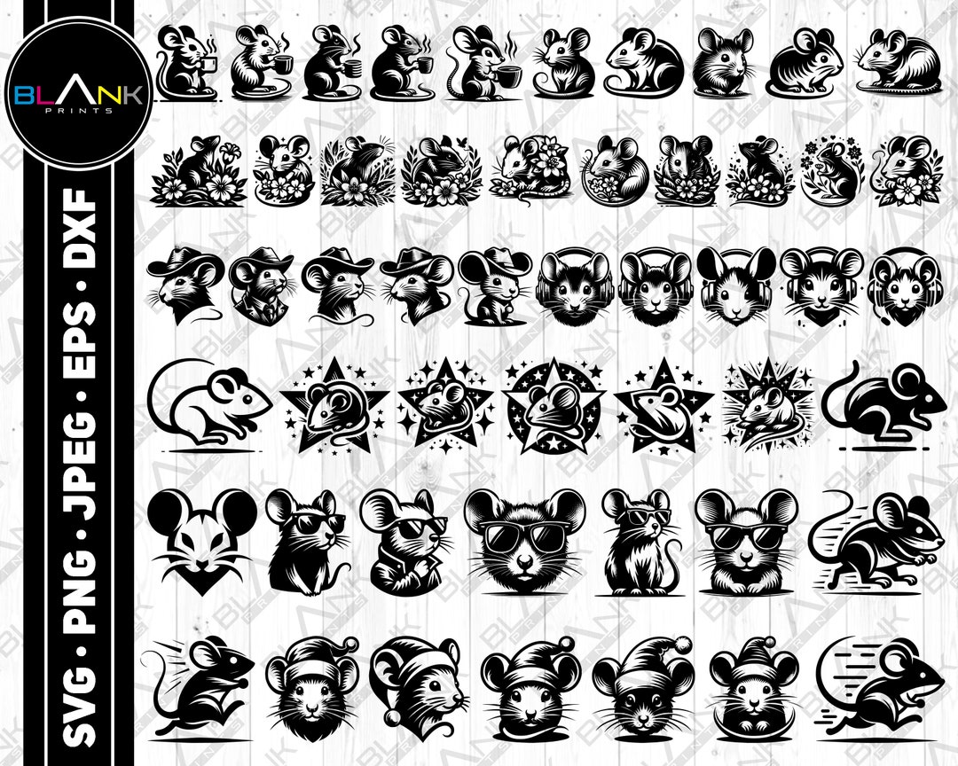 Mouse Bundle Svg Png Jpeg Eps Dxf Bundle Silhouette Clipart Cricut ...