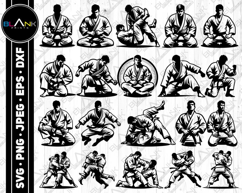 Paquete de judo svg png jpeg eps dxf paquete vector silueta cricut uso ...