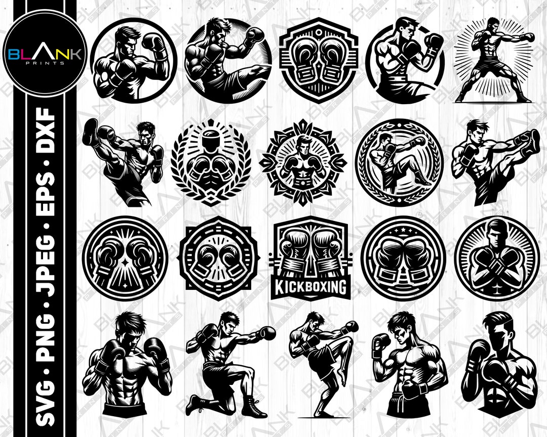 Kickboxing Bundle Svg Png Jpeg Eps Dxf Bundle Silhouette Cricut ...