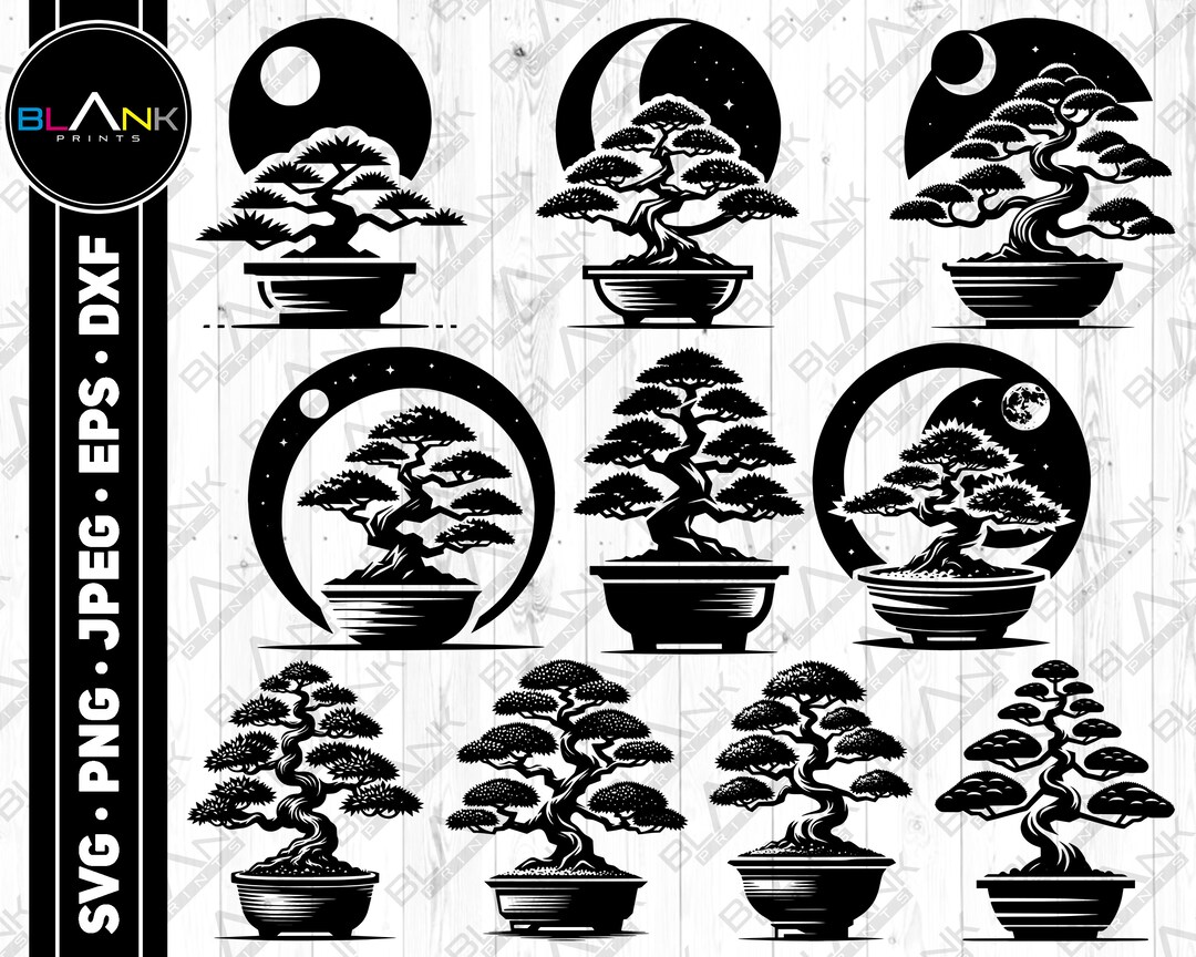 Bonsai Bundle Svg Png Jpeg Eps Dxf Bundle Silhouette Cricut Commercial ...