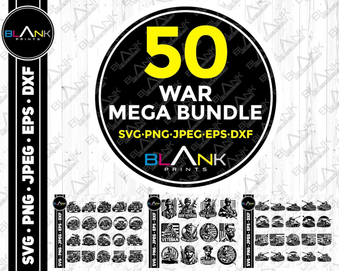 War Mega Bundle Svg Png Jpeg Eps Dxf Engrave Silhouette Clipart Cricut ...