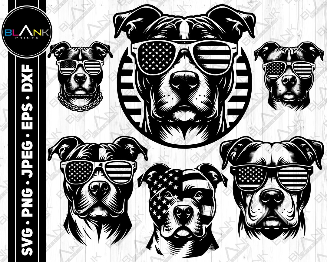 Pitbull USA Flag Sunglasses SVG Bundle (digital Download) - Etsy