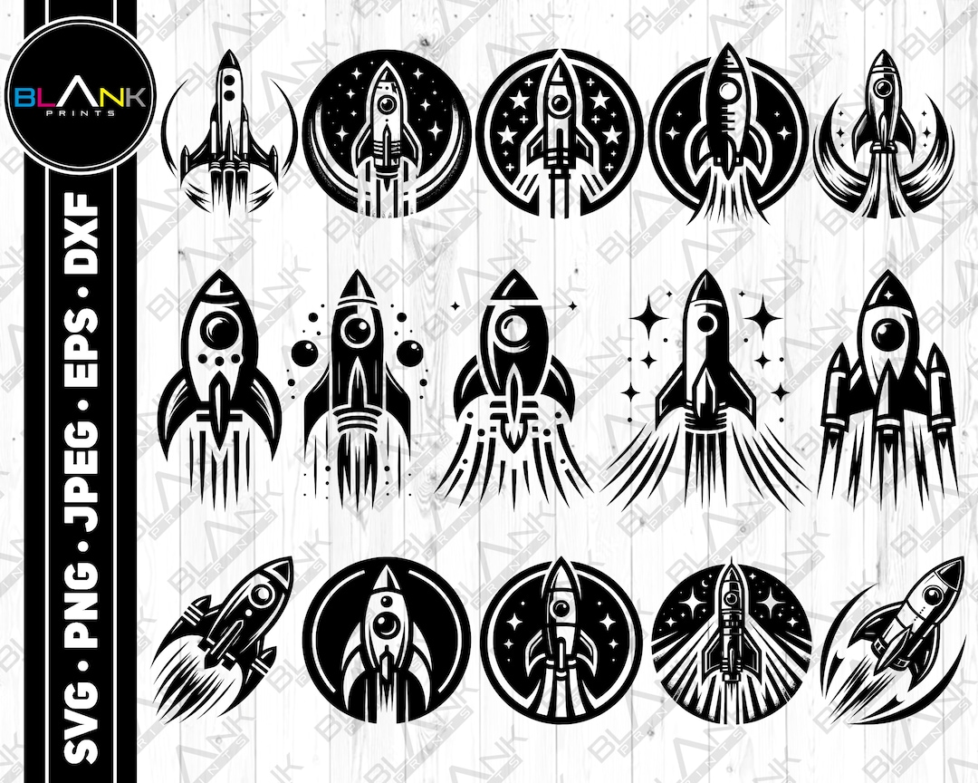 Space Rocket Bundle Svg Png Jpeg Eps Dxf Bundle Silhouette Cricut ...