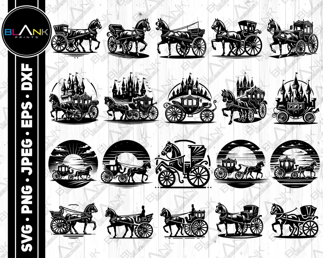 Carriage Bundle Svg Png Jpeg Eps Dxf Bundle Silhouette Clipart Cricut ...