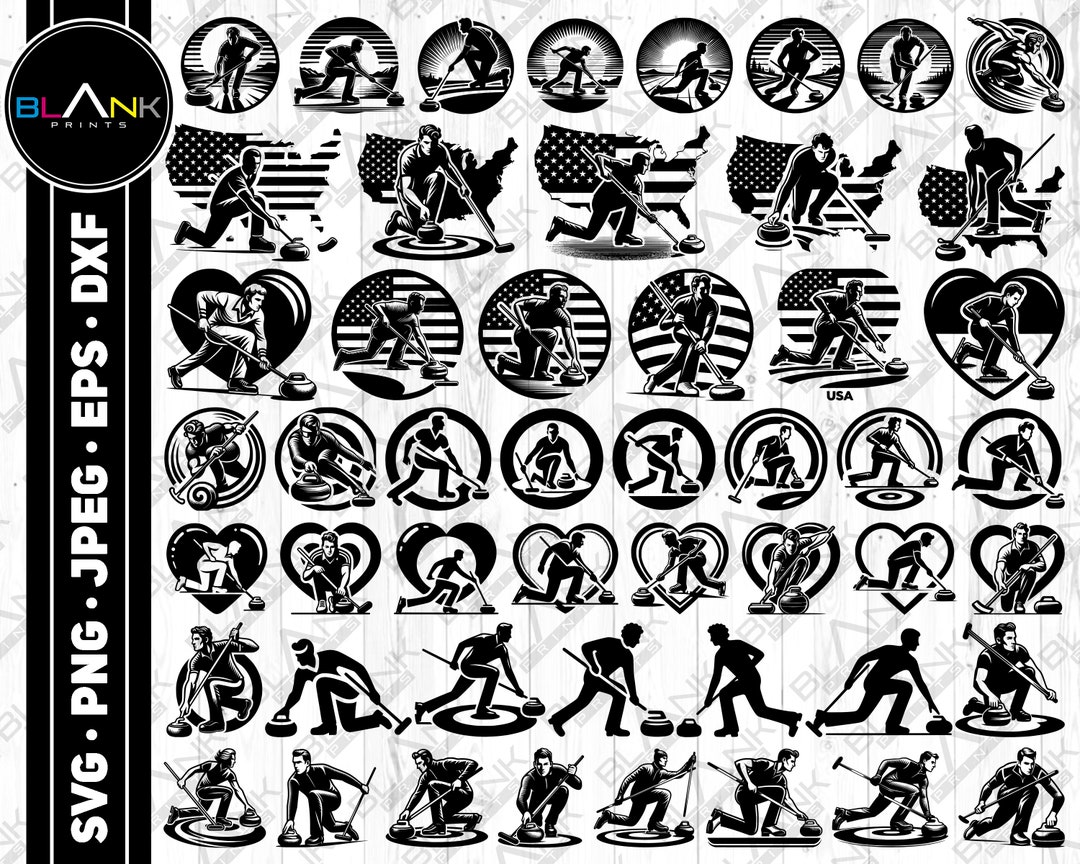 Curling Bundle Svg Png Jpeg Eps Dxf Bundle Silhouette Cricut Commercial ...