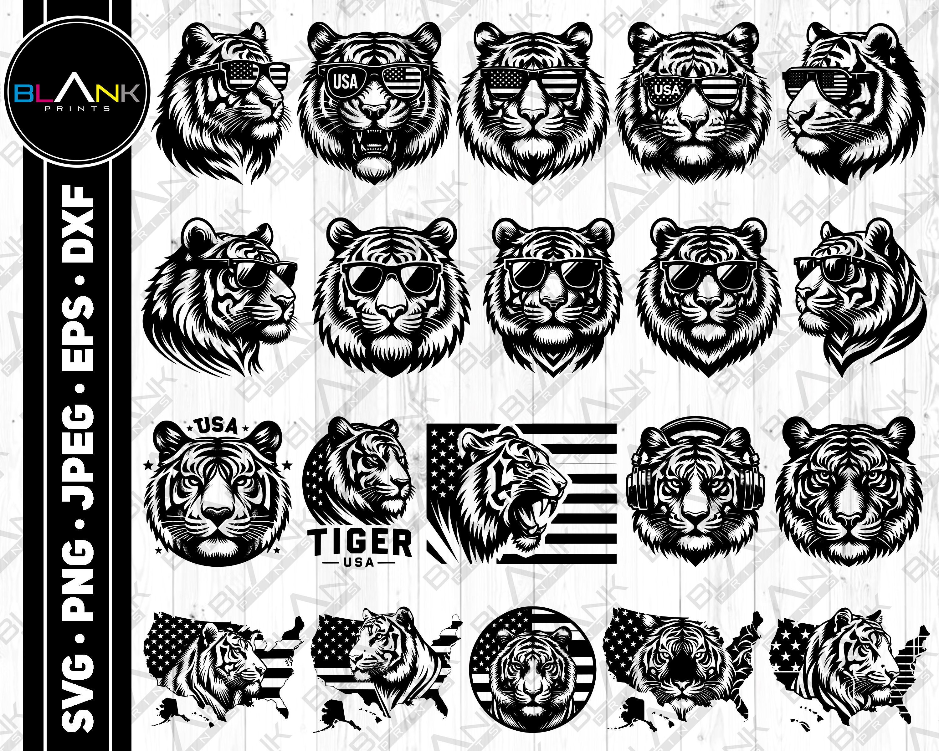 Tiger Bundle Svg Png Jpeg Eps Dxf Bundle Silhouette Cricut Commercial ...