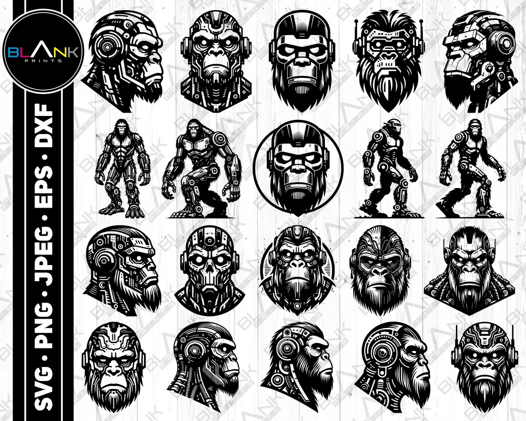 Bigfoot Robot Bundle Svg Png Jpeg Eps Dxf Bundle Silhouette Clipart ...